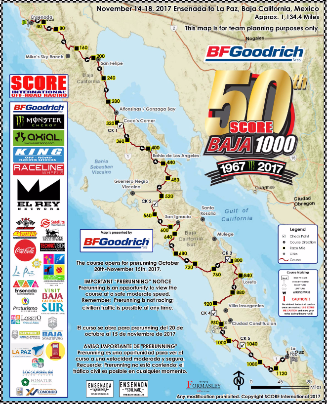 Course Map Unveiled for 50th BFGoodrich Tires SCORE Baja 1000 – Ladies Offroad Network